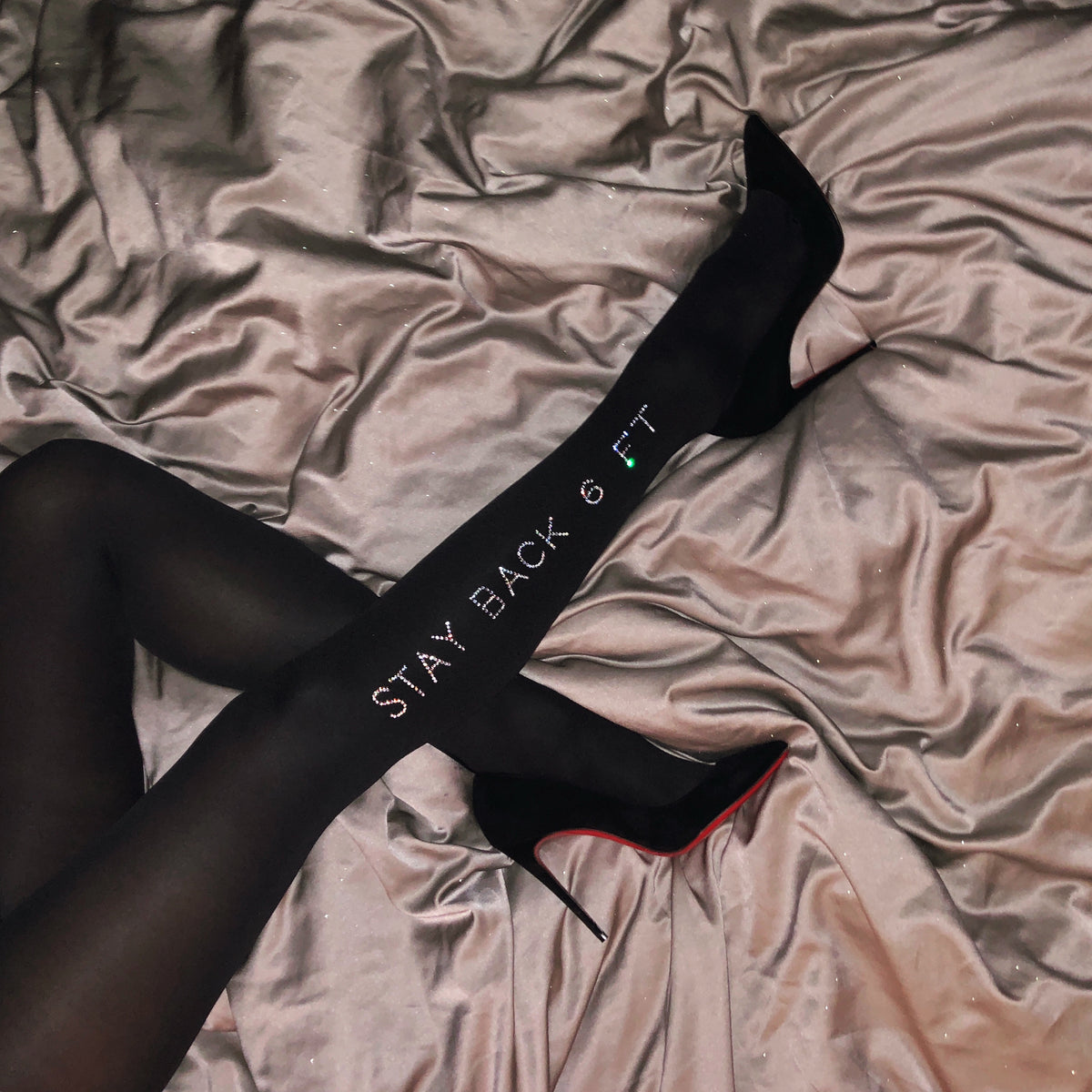 "STAY BACK 6 FT" Tights | Ankle – d.bleu.dazzled